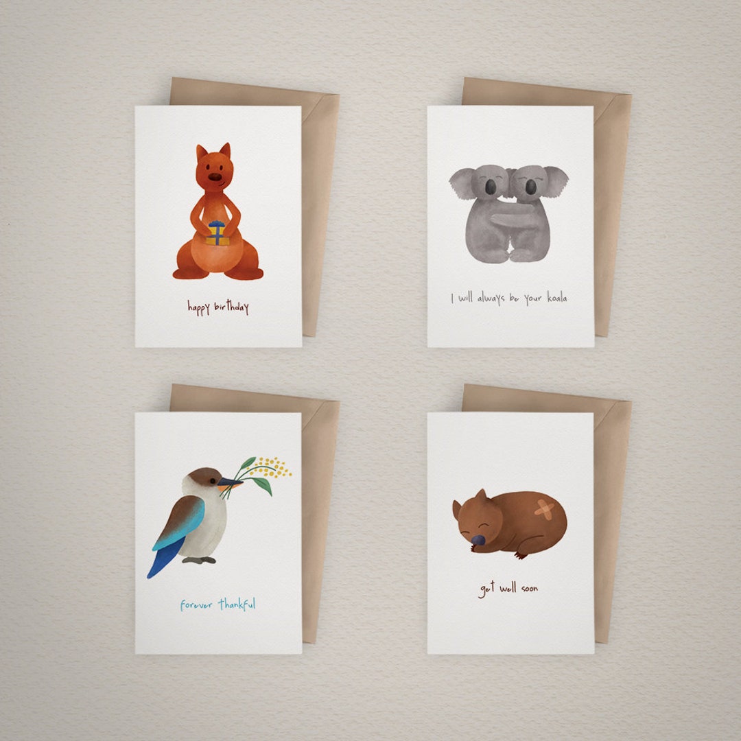 Australian Animals Greeting Cards (set of 4 Cards) – Australiana - Etsy ...