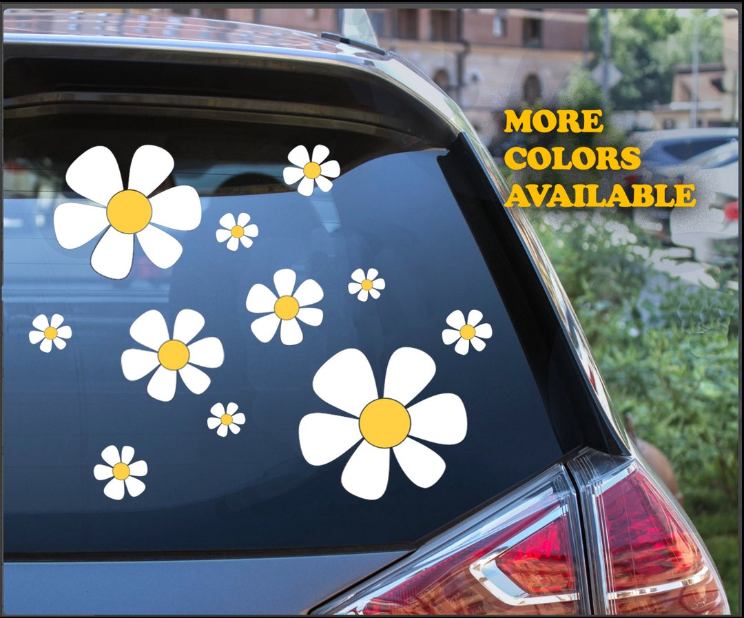 Flower Decal Set of 14 / Flower Car Stickers, Hippie Flower Stickers ...