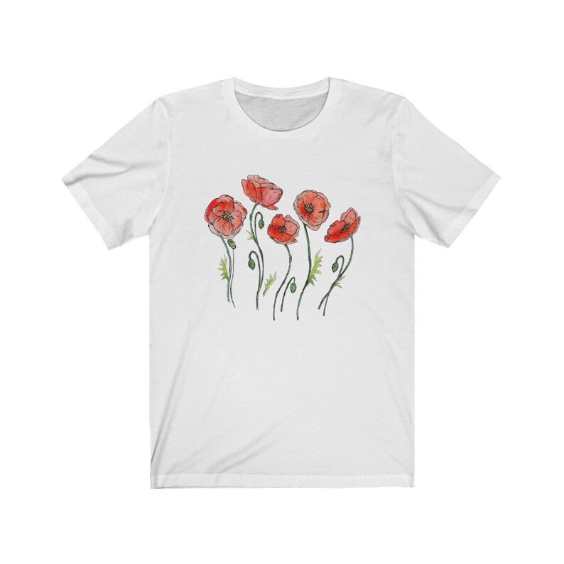 Red Poppy Flower T Shirt Wildflower Shirt Floral Watercolor - Etsy