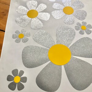 Glitter Flower Decal Set of 14, Car Sticker, Glitter Decal, Flower ...