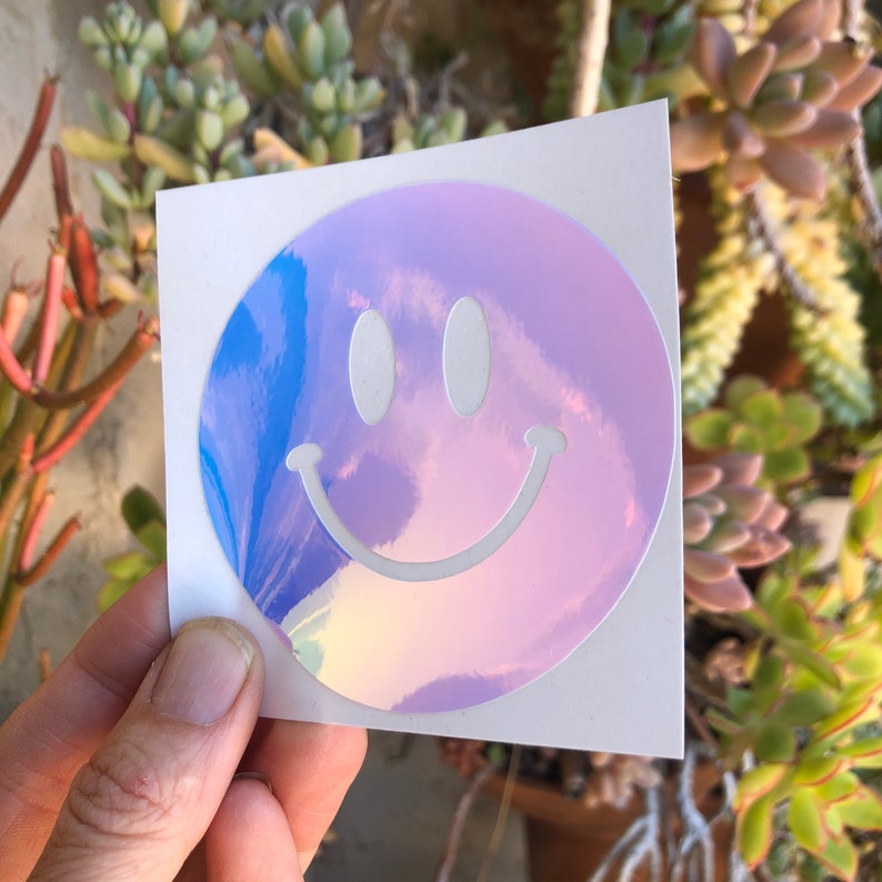 Holographic Smiley Face Decal Holographic Decals Sizes From - Etsy