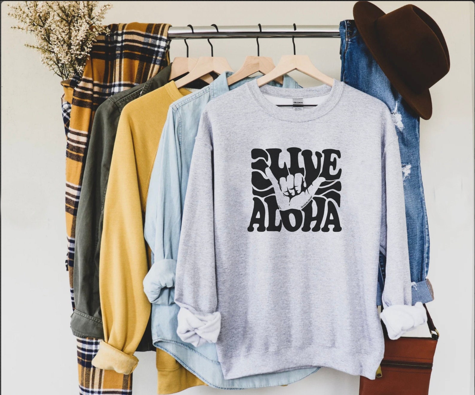 Vintage Live Aloha Sweatshirt Hawaii Sweatshirt Hawaiian Gifts Unisex ...
