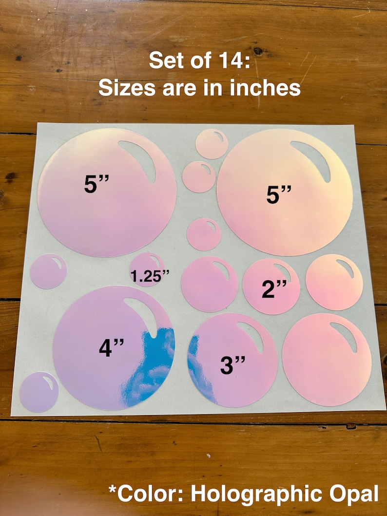 Holographic Bubble Decal Set: Car, Laptop, Phone Stickers (set of 14 ...