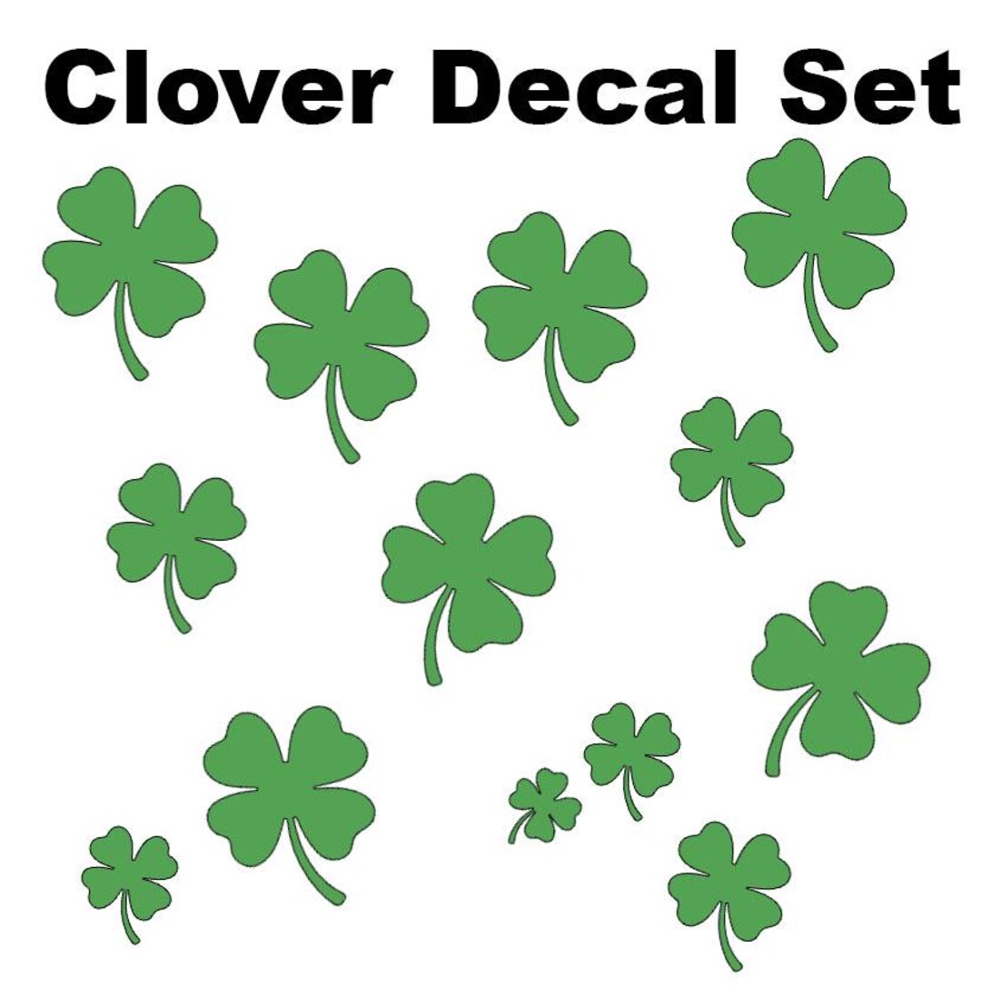 Shamrock Decals Set of 10 From 1" to 5", Four Leaf Clover Stickers, Car ...