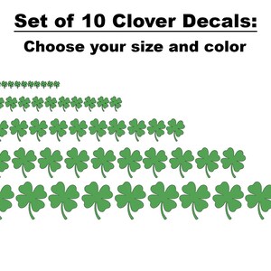 Shamrock Decals Set of 10 From 1" to 5", Four Leaf Clover Stickers, Car ...
