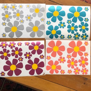 Glitter Flower Decal Set of 14, Car Sticker, Glitter Decal, Flower ...