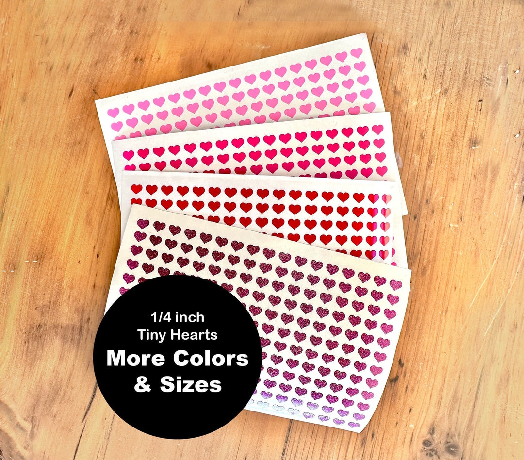 Mini Heart Sticker Sheet Set of 200, Valentines Heart Sticker Set, 1/4 ...