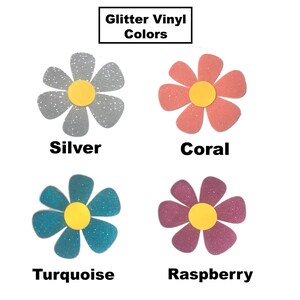 Glitter Flower Decal Set of 14, Car Sticker, Glitter Decal, Flower ...