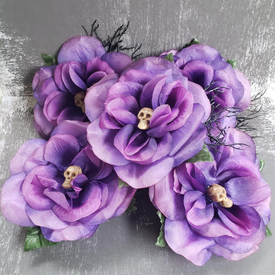 Purple Rose Reaper Spooky Flower Hair Clip. - Etsy