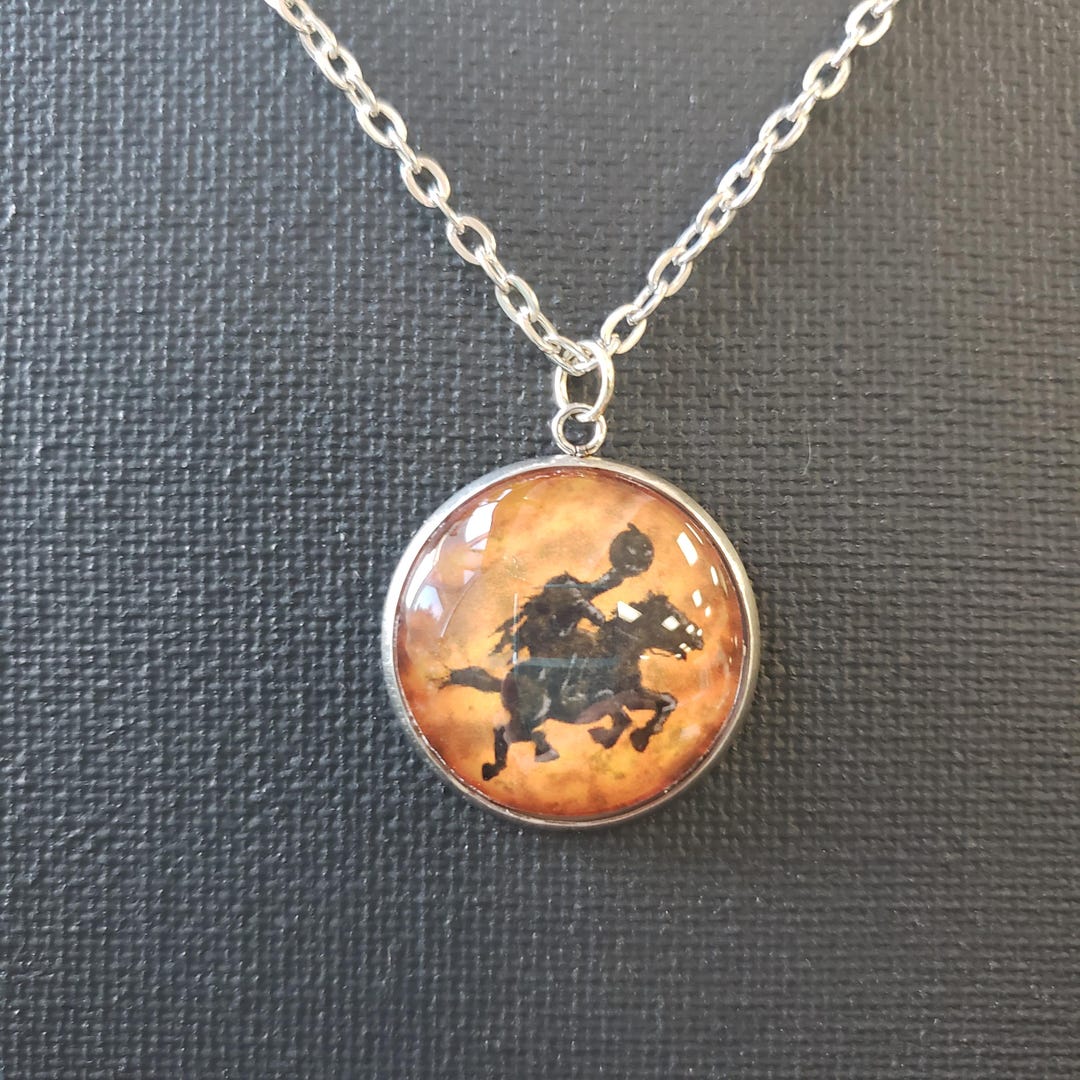Headless Horseman, Halloween Glass Photo Pendant Necklace. - Etsy