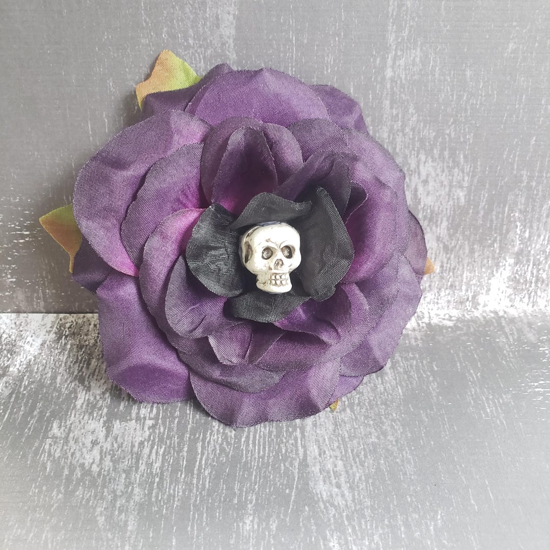 Purple Rose Reaper Spooky Flower Hair Clip. - Etsy