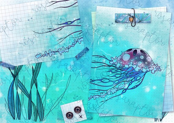 Deep Water Journaling Cards Washi Bookspreads AQUA - Etsy