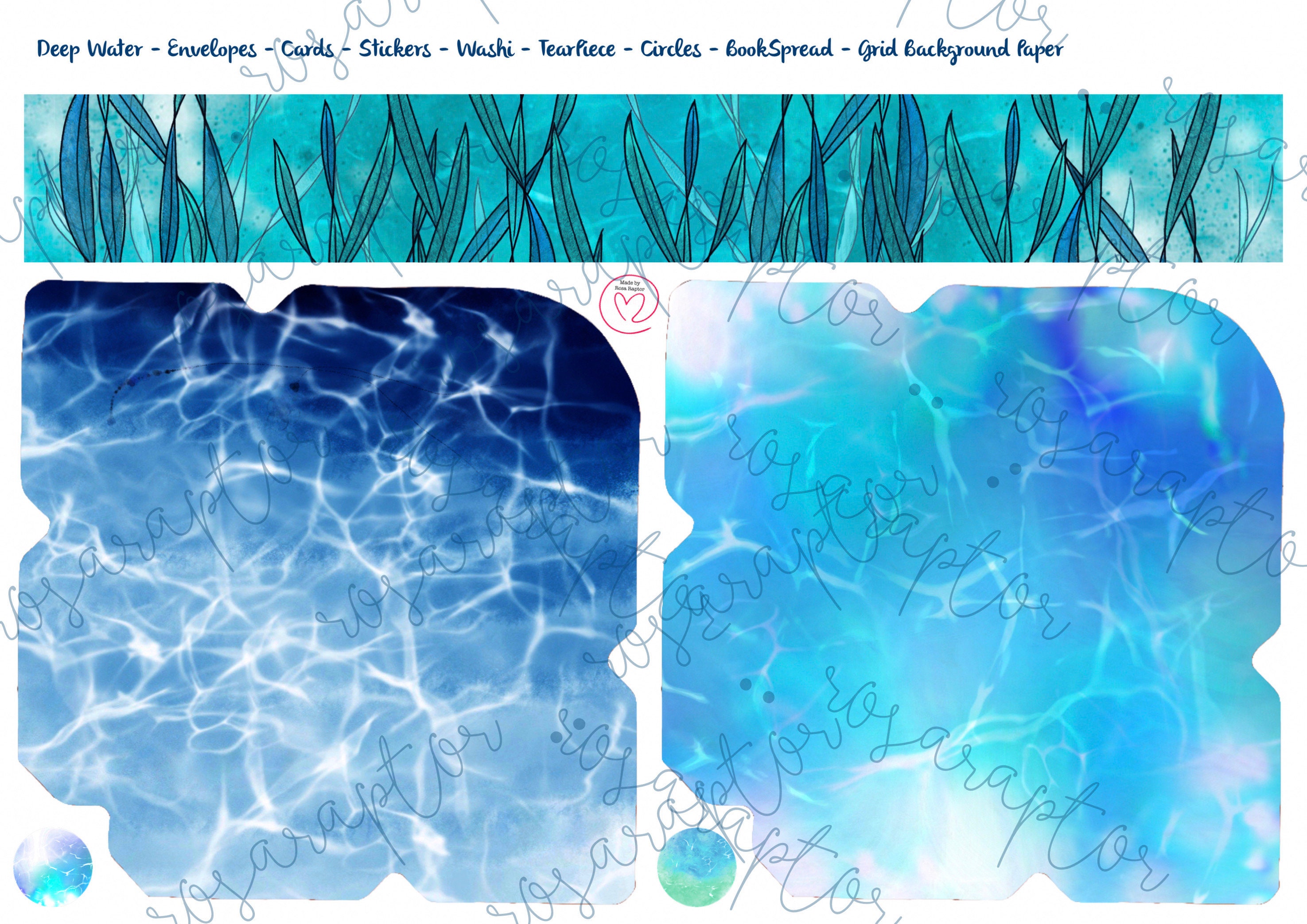 Deep Water Envelopes Cards Stickers Washi Tearpiece Circles Bookspread ...