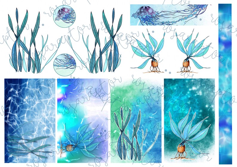 Deep Water Envelopes Cards Stickers Washi Tearpiece Circles Bookspread ...