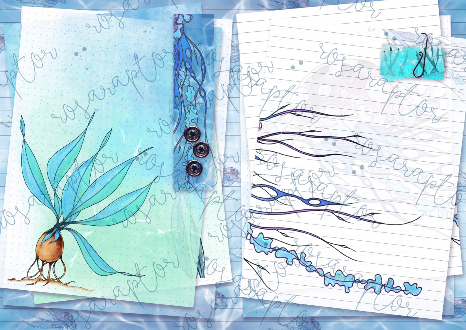 Deep Water Journaling Cards Washi Bookspreads AQUA - Etsy