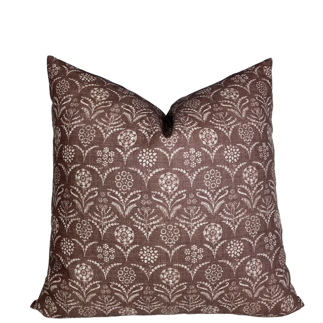 Lisa Fine Paradeiza Coco Pillow Cover BOTH SIDES Floral Pillow Brown ...