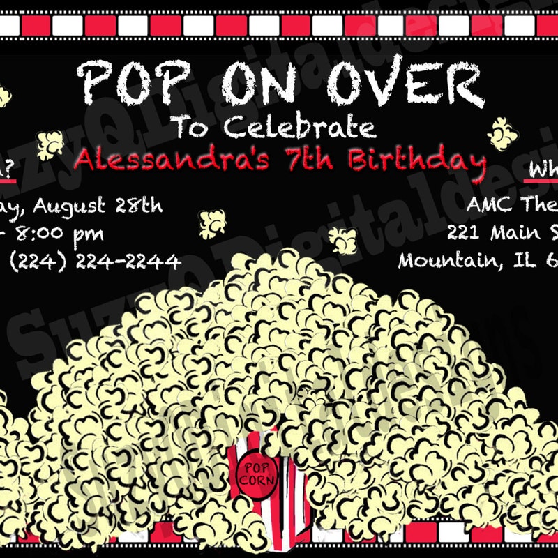 Popcorn Invitation - Etsy