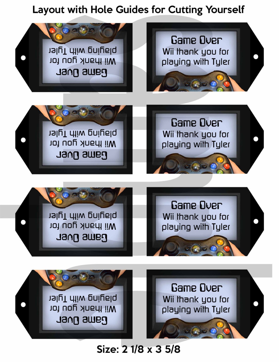 VIDEO GAME Custom Thank You or Message Tags, Customize Using Sample ...
