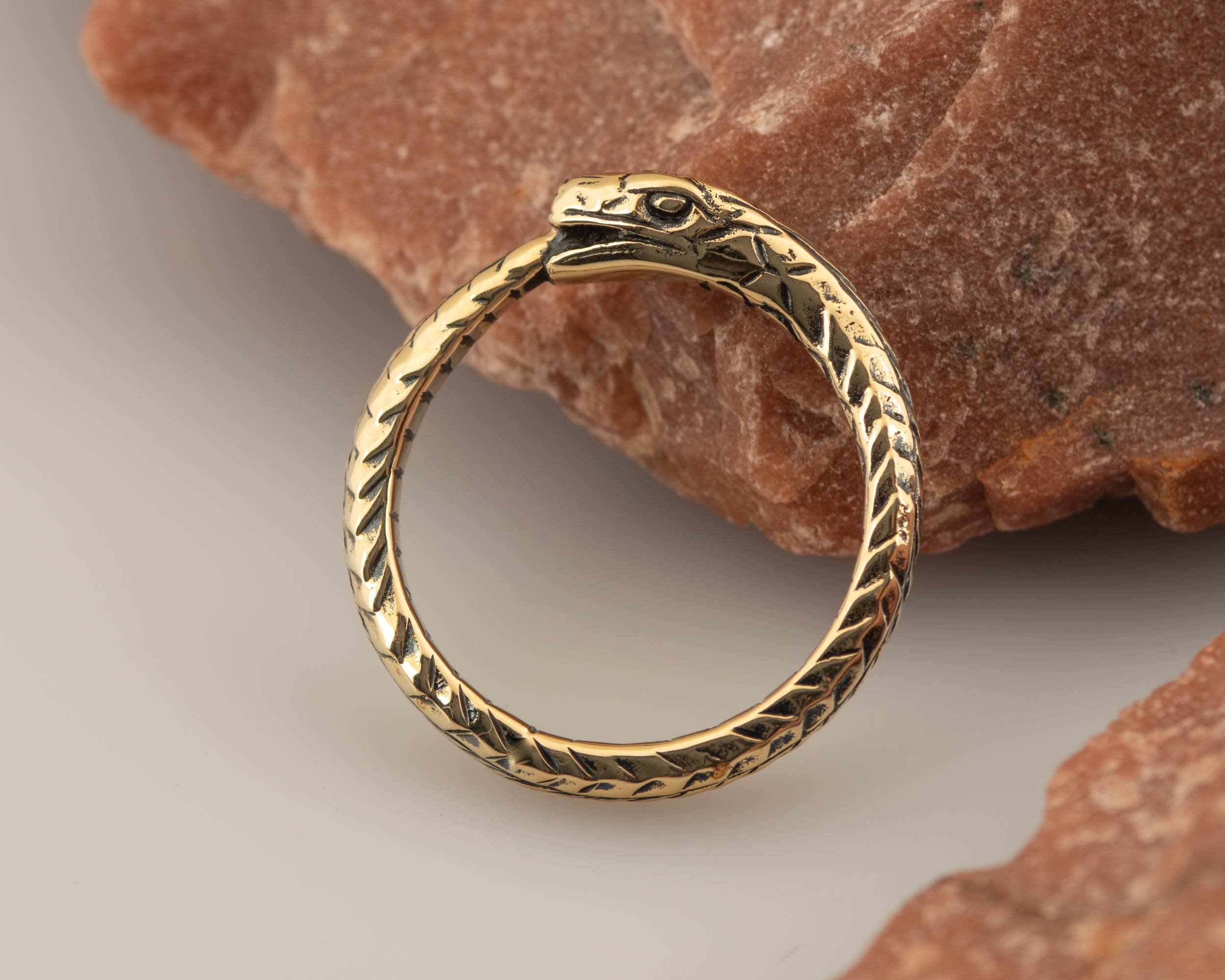 Ouroboros ring handmade brass wedding band engagement ring | Etsy