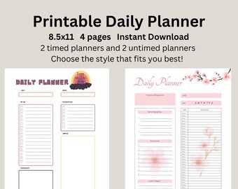 Retro Daily Planner, Printable Daily Planner, Digital Daily Planner ...