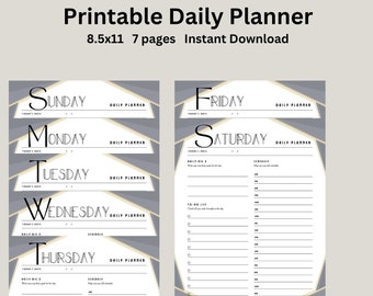 Neutral Daily Planner, Printable Daily Planner, Digital Daily Planner ...