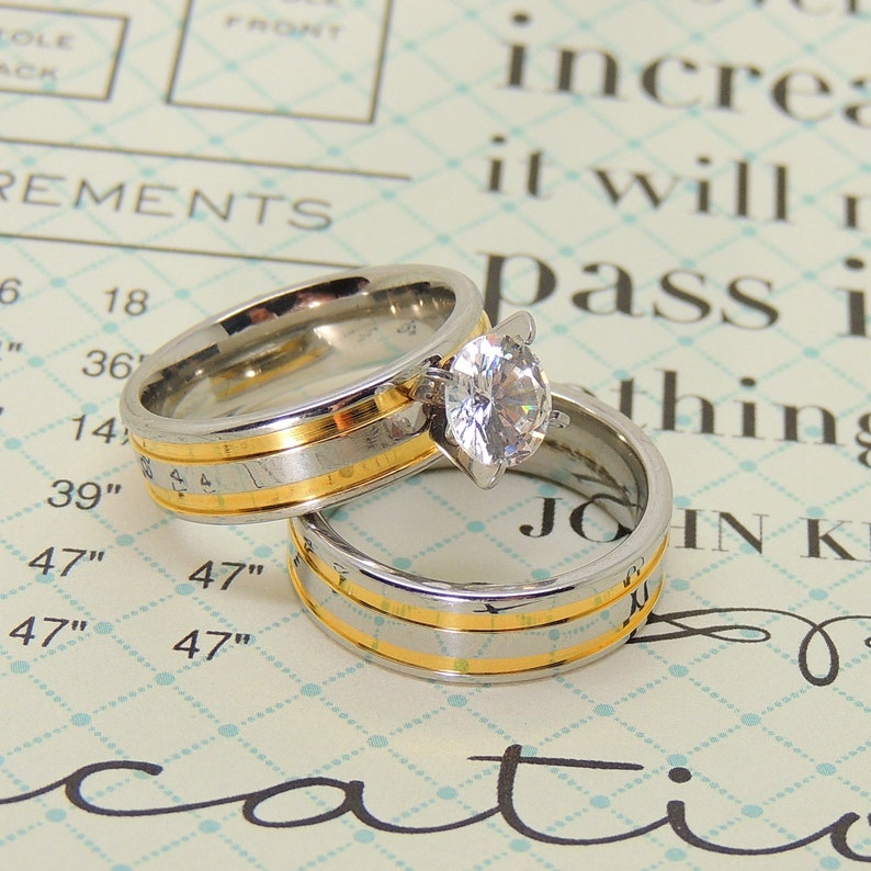 Fawn Bridal Set Stainless Steel Engagement Ring Band Women - Etsy