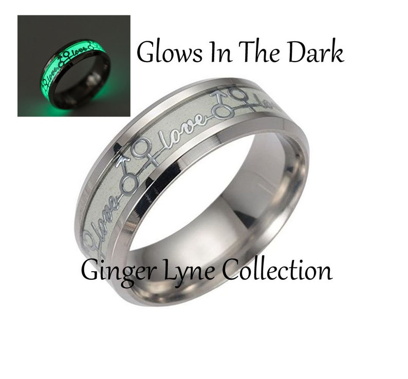 Love Glow in Dark Wedding Band Ring Stainless Steel Men Women - Etsy