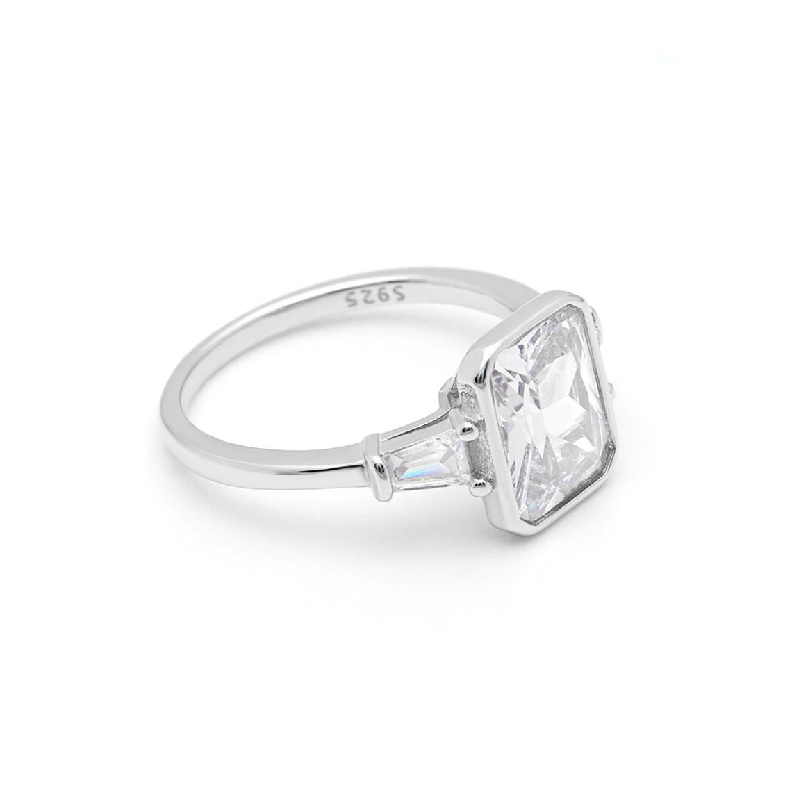 Genesis Engagement Ring Sterling Silver Baguette Cz Womens - Etsy
