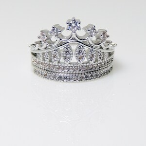 Lillett Crown Bridal Set 2 Pc Engagement Wedding Ring and Band - Etsy
