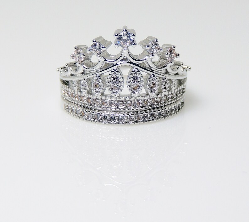 Lillett Crown Bridal Set 2 Pc Engagement Wedding Ring and Band - Etsy