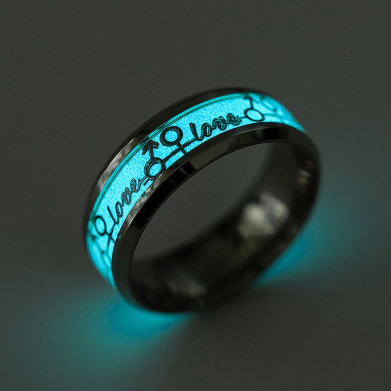 Love Glow in Dark Wedding Band Ring Stainless Steel Men Women - Etsy