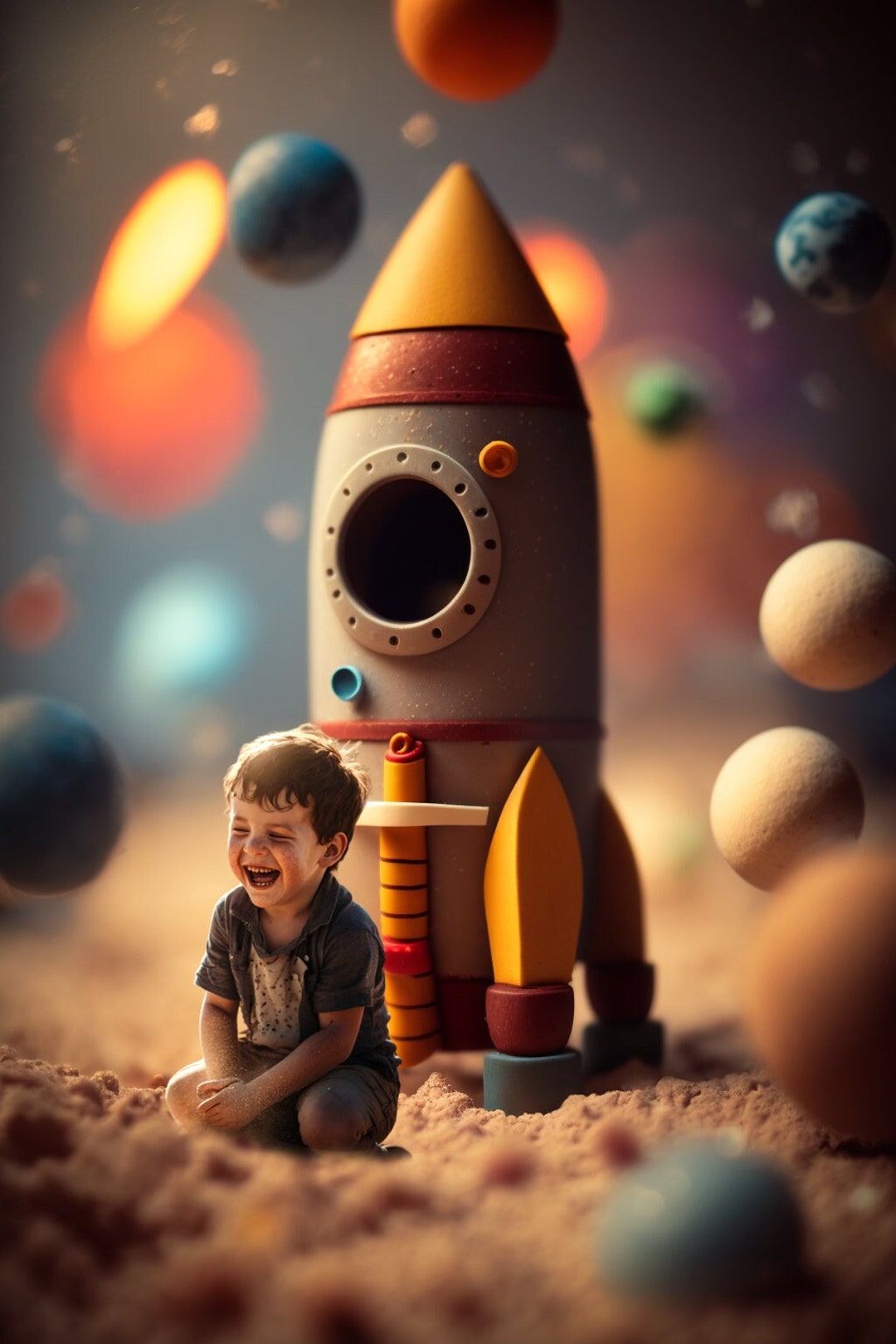 Fantasy Adventure: Explore Space With Miniature Toy Rockets Digital ...