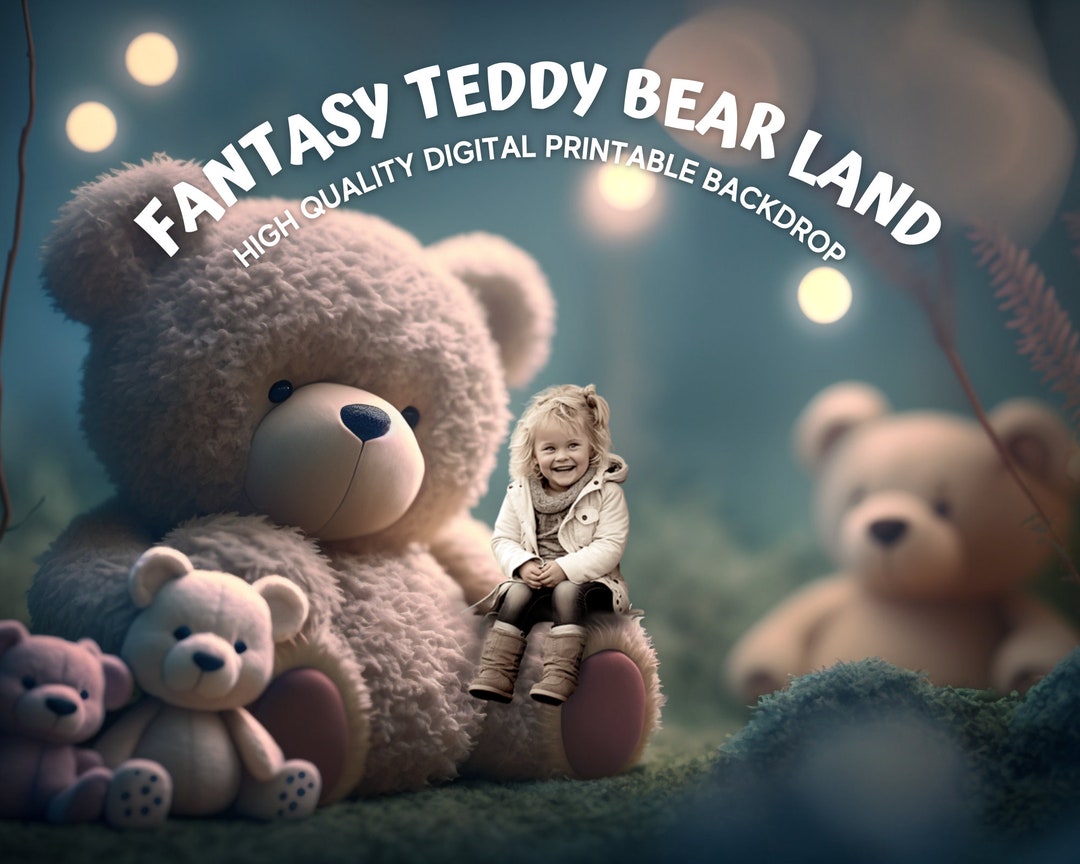 Fantasy Teddy Bear Land Digital Backdrop, Printable Fantasy Backdrop ...