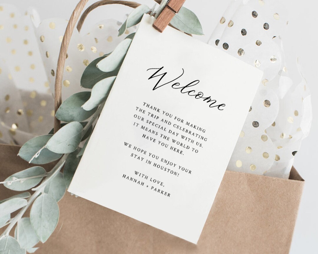 CALLI Wedding Welcome Tag Welcome Tags Welcome Tag - Etsy