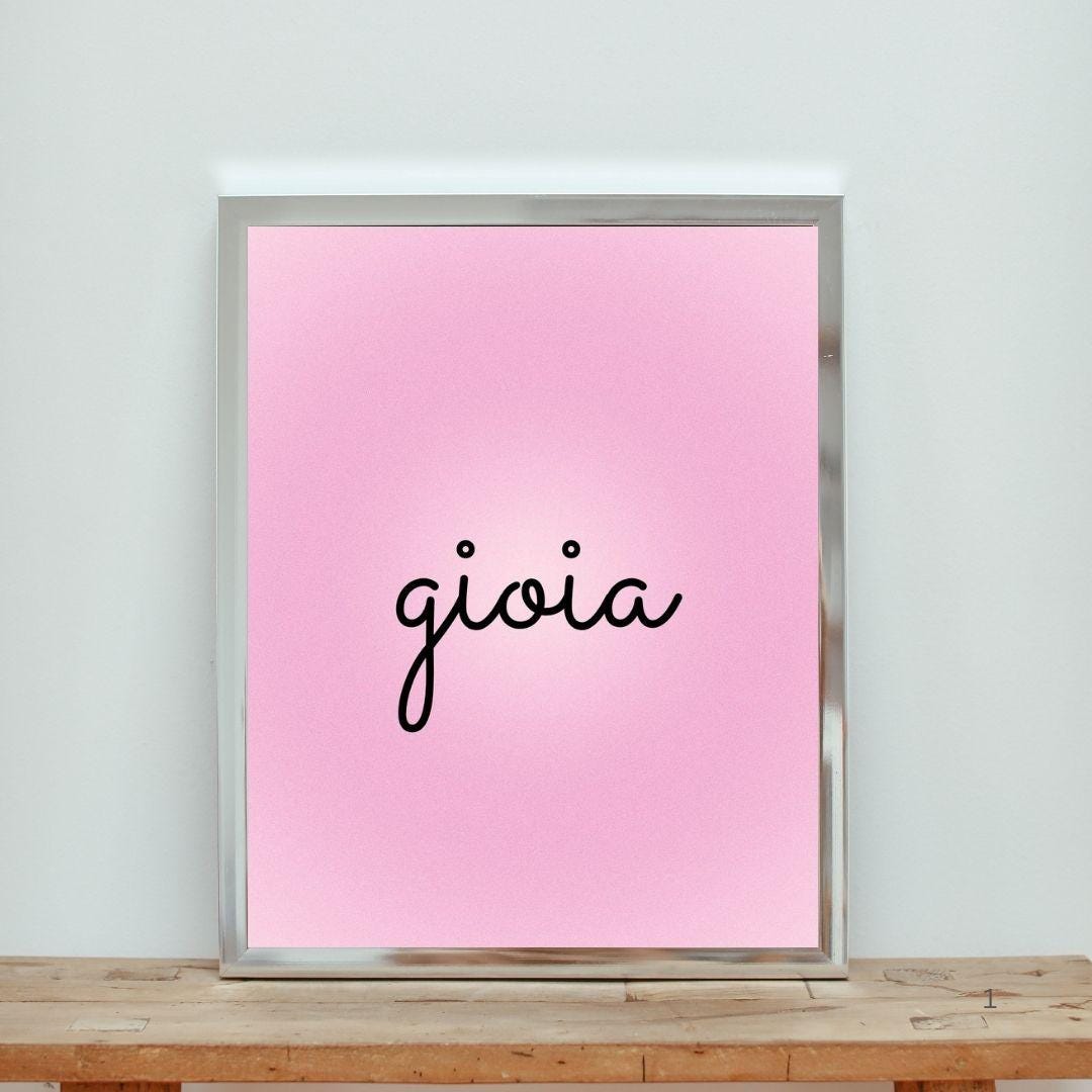 Gioia joy Italian Word Print, Printable Italian Word Wall Art, Nursery ...