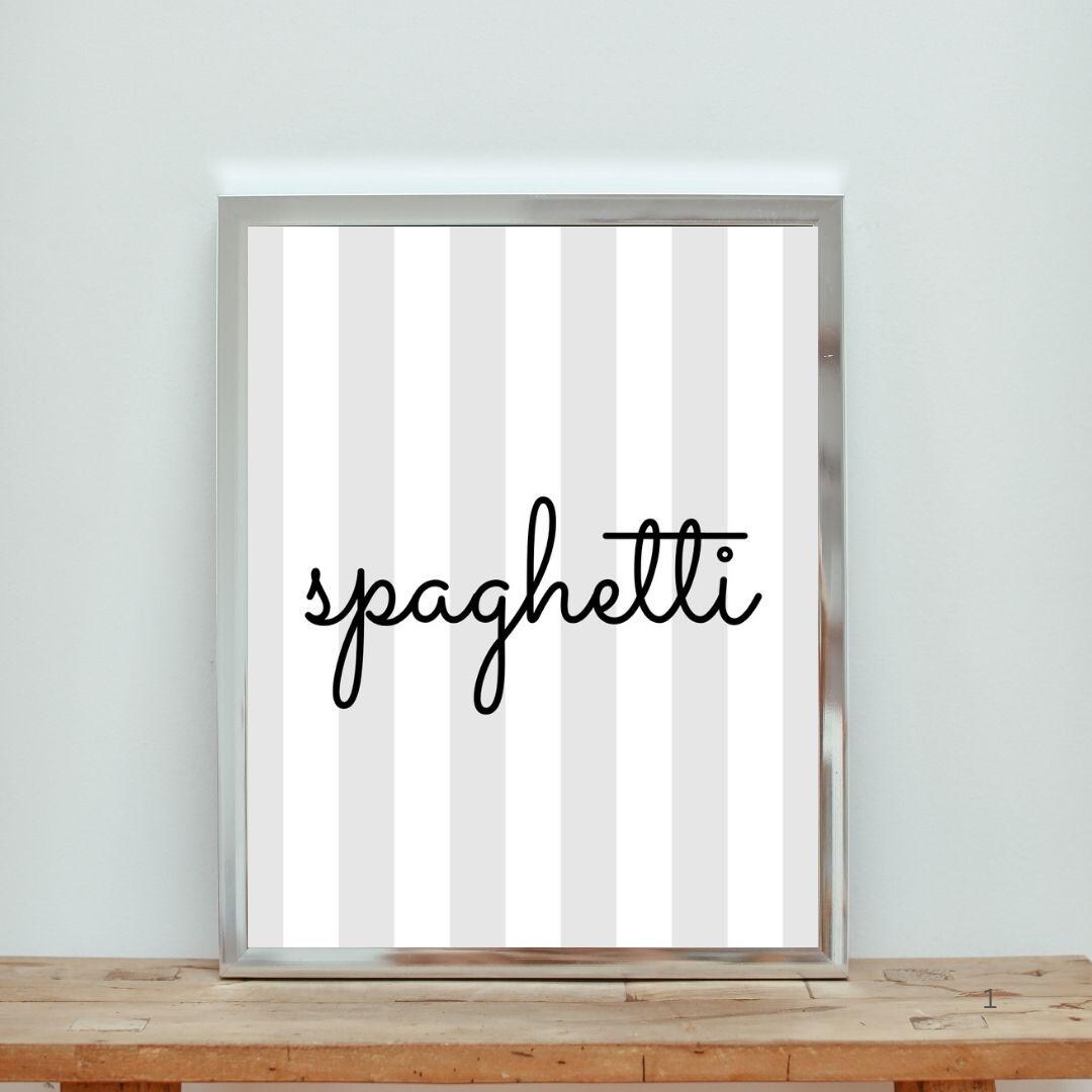 Printable Italian Word Art, Spaghetti Wall Art, Pasta Print, Kitchen ...