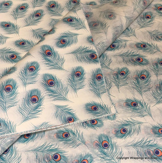 Peacock Printed Tissue Paper Blue Regal Peacock Pad Paper Table Runner