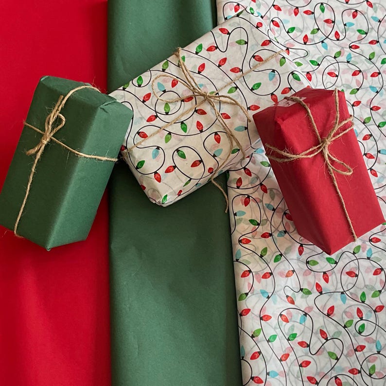 Christmas Tissue Paper Light Parade, Green and Red Mixed Pack. Premium ...