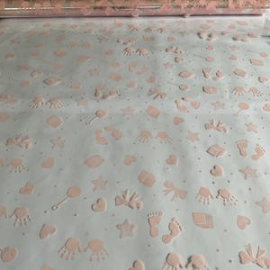 Baby Girl Prints Pink Cellophane Gift Wrap 80cm Wide 5 / 10 / 20 Metre ...
