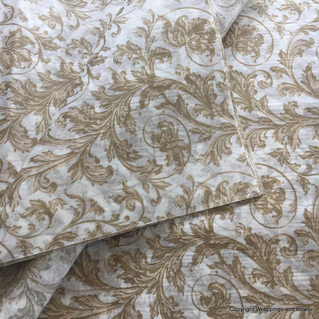 Patterned Printed Tissue Paper Wrap *gold & Cream Elegance* Design ...