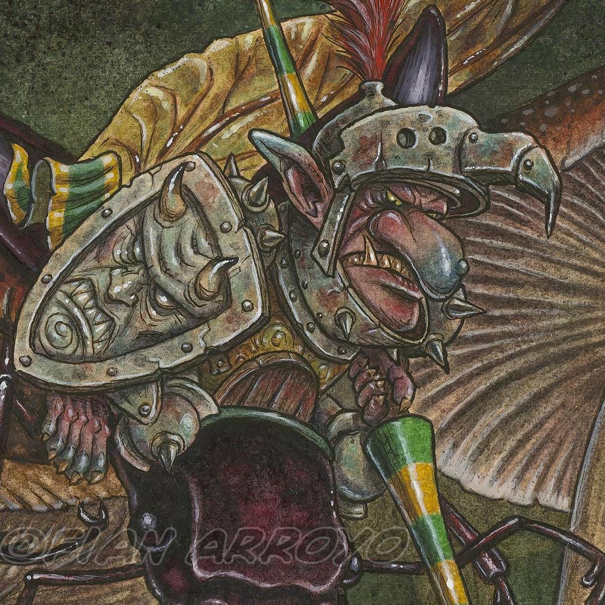 Up in Arms, FANTASY, Lowbrow, KNIGHTS, Goblins, Jousting, Beetles ...