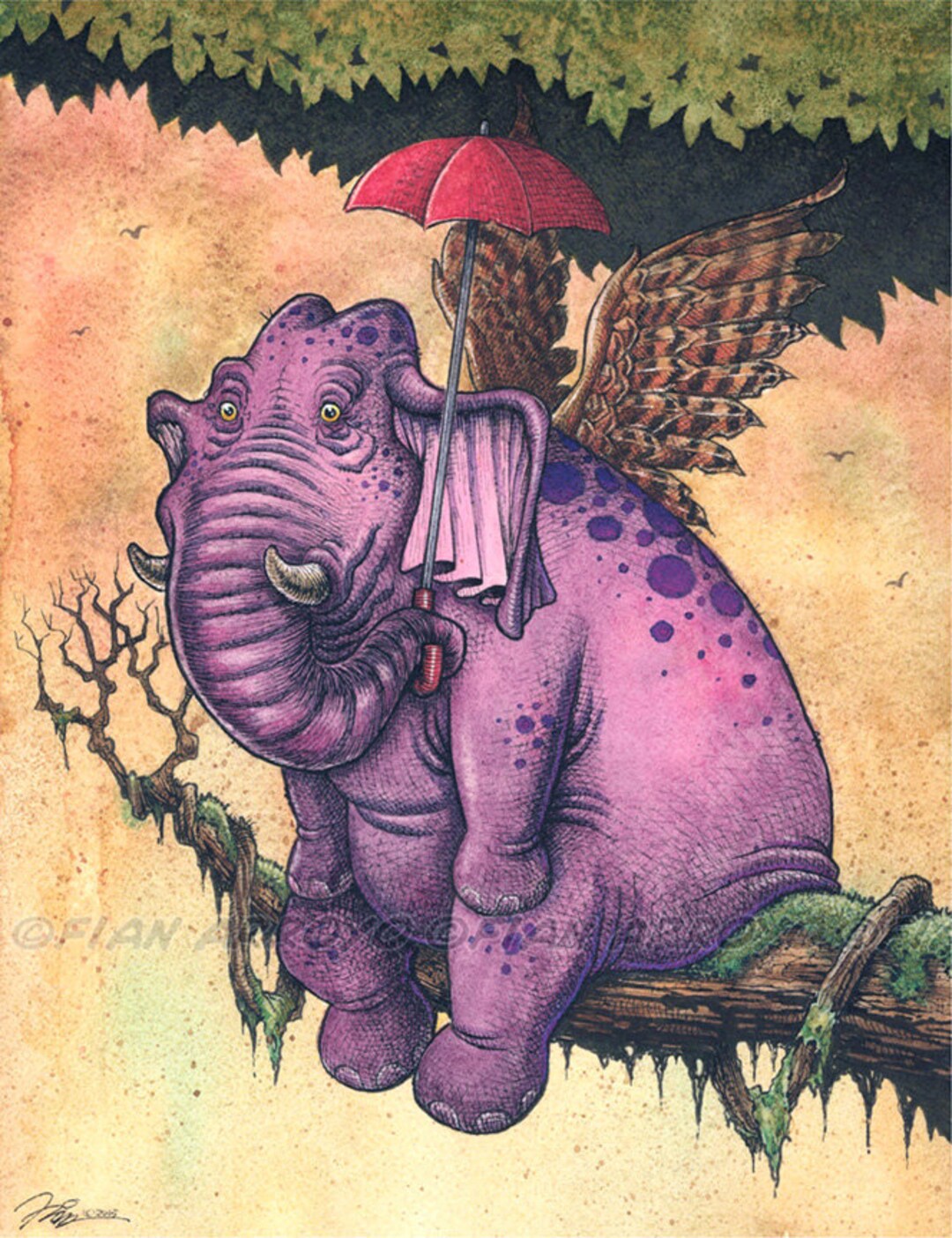 Fantasy Flying Elephant Art Print, Whimsical Wall Decor - Etsy