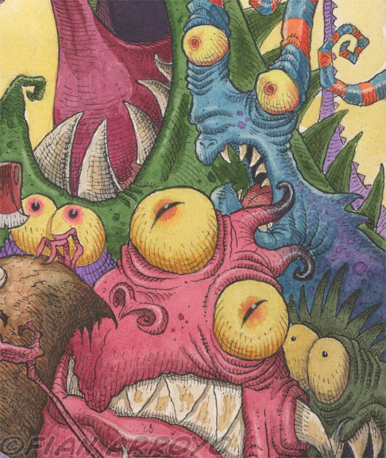 MONSTERS Art PRINT of Fantasy Low Brow Illustration-careful - Etsy