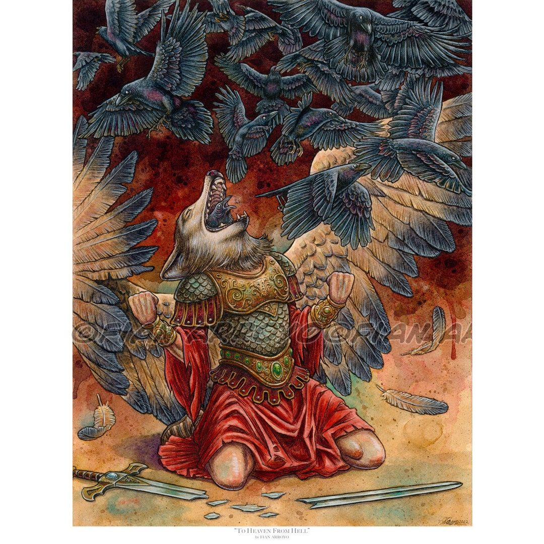 WOLF RAVENS - Wall Decor - Fantasy - Fine Art - PRINT - Fallen Angel ...