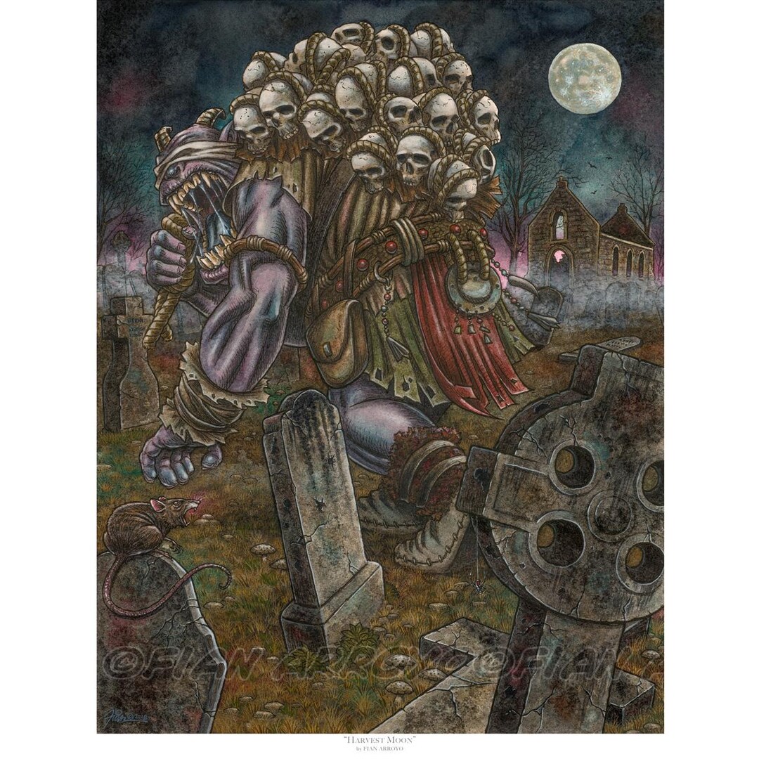 Harvest Moon Giclée Print, Horror Skull Troll Art, Signed Fian Arroyo ...