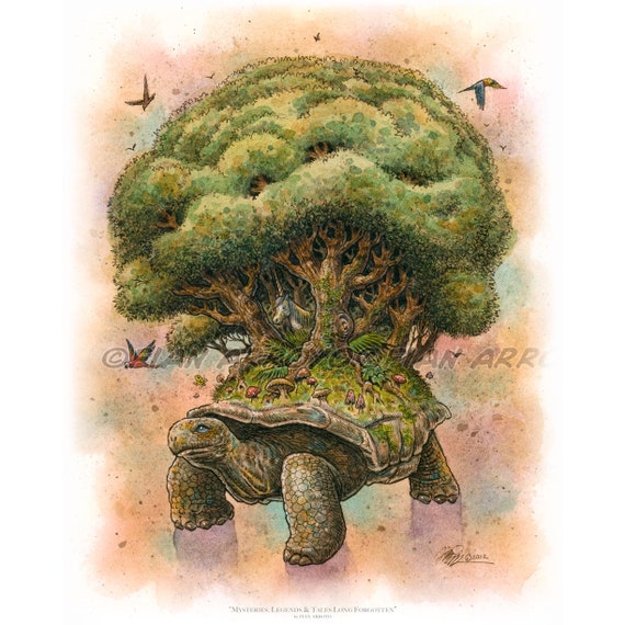 WORLD TURTLE Wall Decor Fantasy Fine Art PRINT - Etsy