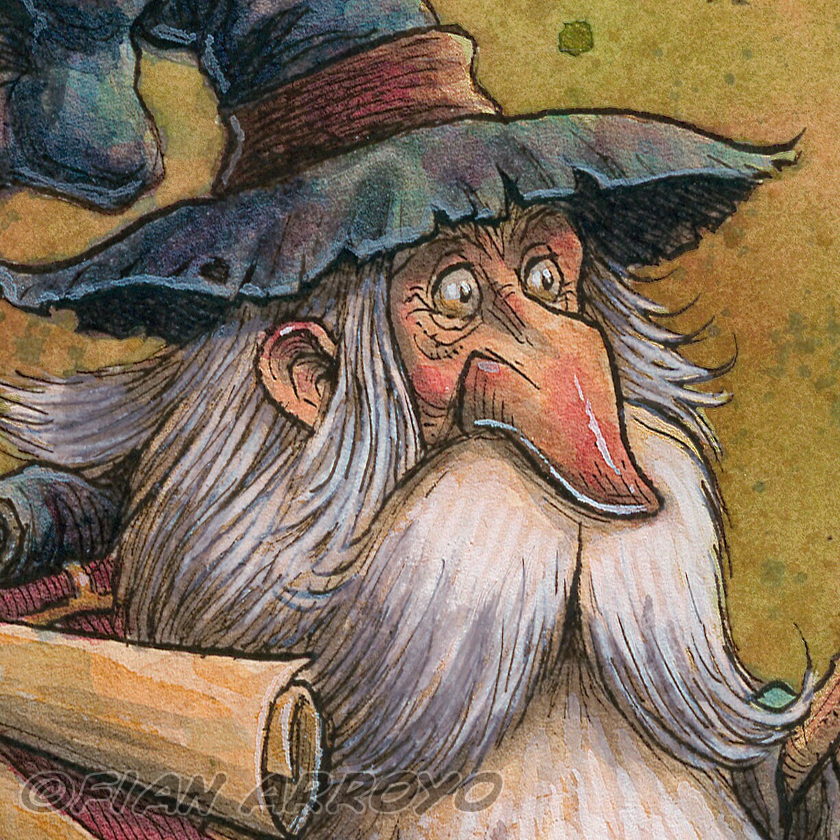 WIZARD - FANTASY - ART - Signed - Print - Merlin - Owl - Magic - Fun ...