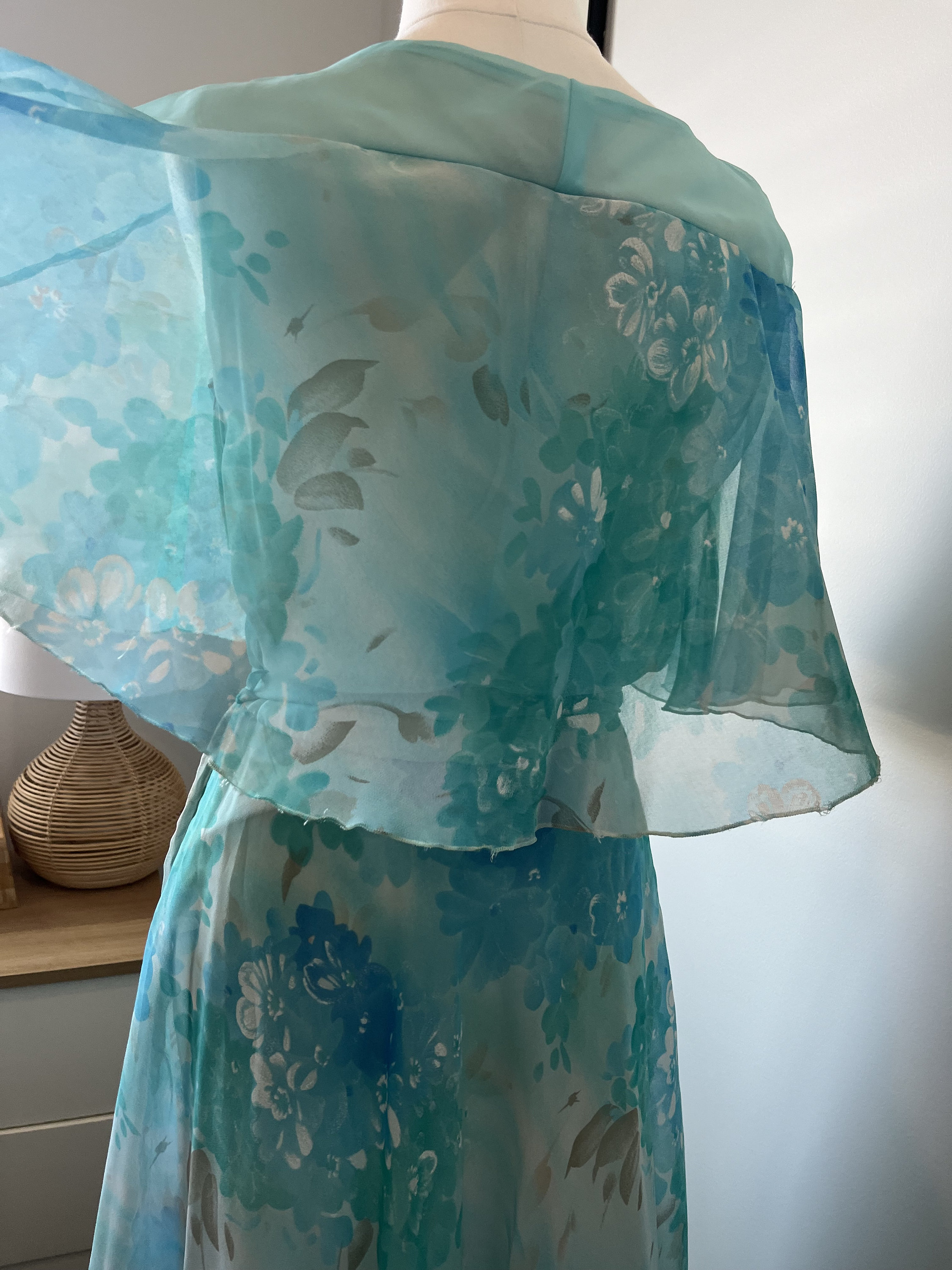 Ethereal Original 70s Vintage Pastel Blues Floral Dreamy Dress S M - Etsy