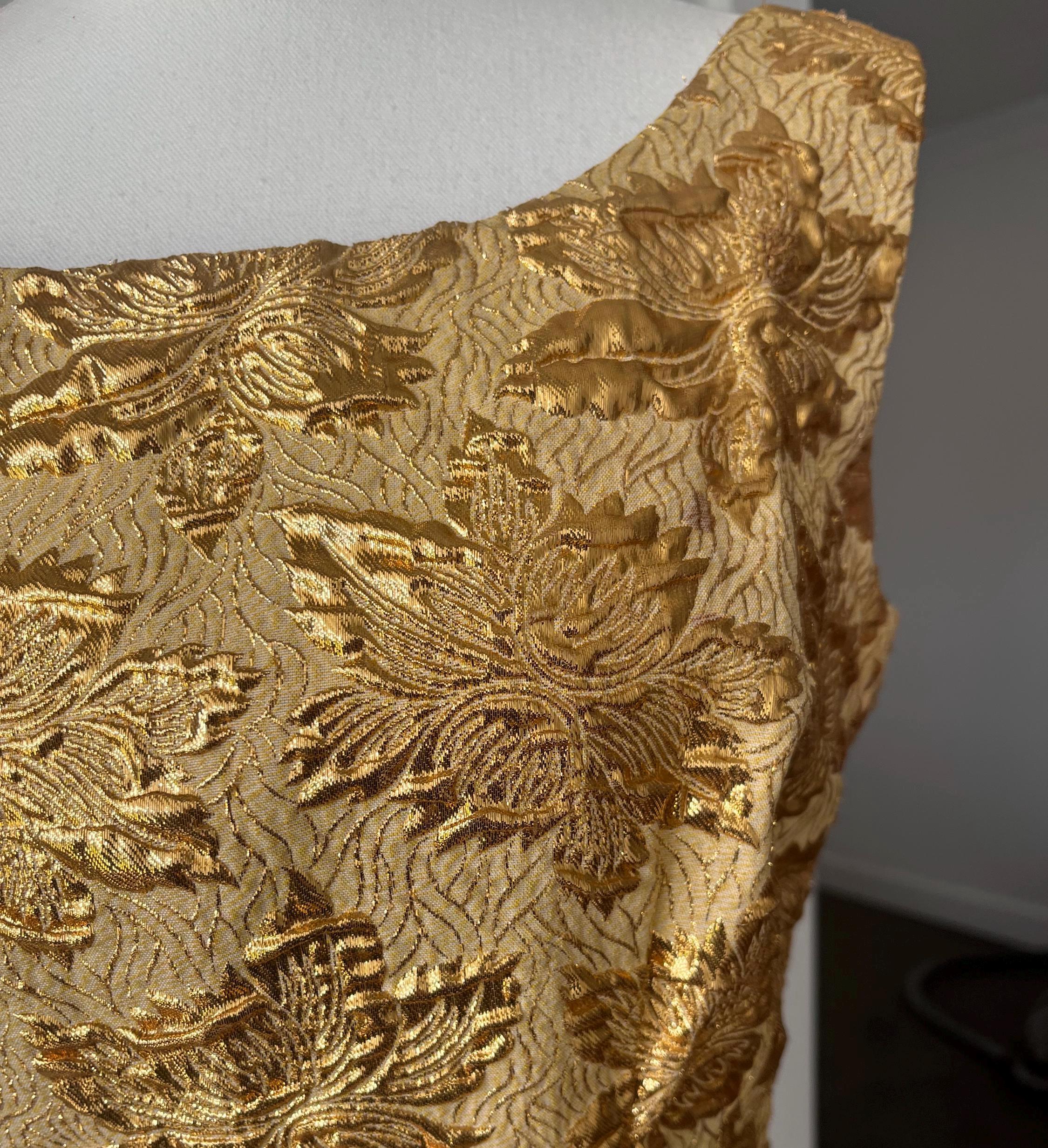 Original Late 1960s Gold Brocade Wedding Evening Wiggle Dress Womens S ...