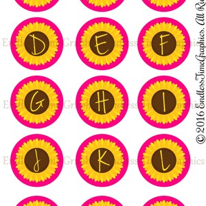 Sunflower Bottle Cap Images. Alphabet Bottle Cap Images. 1 Inch Digital ...
